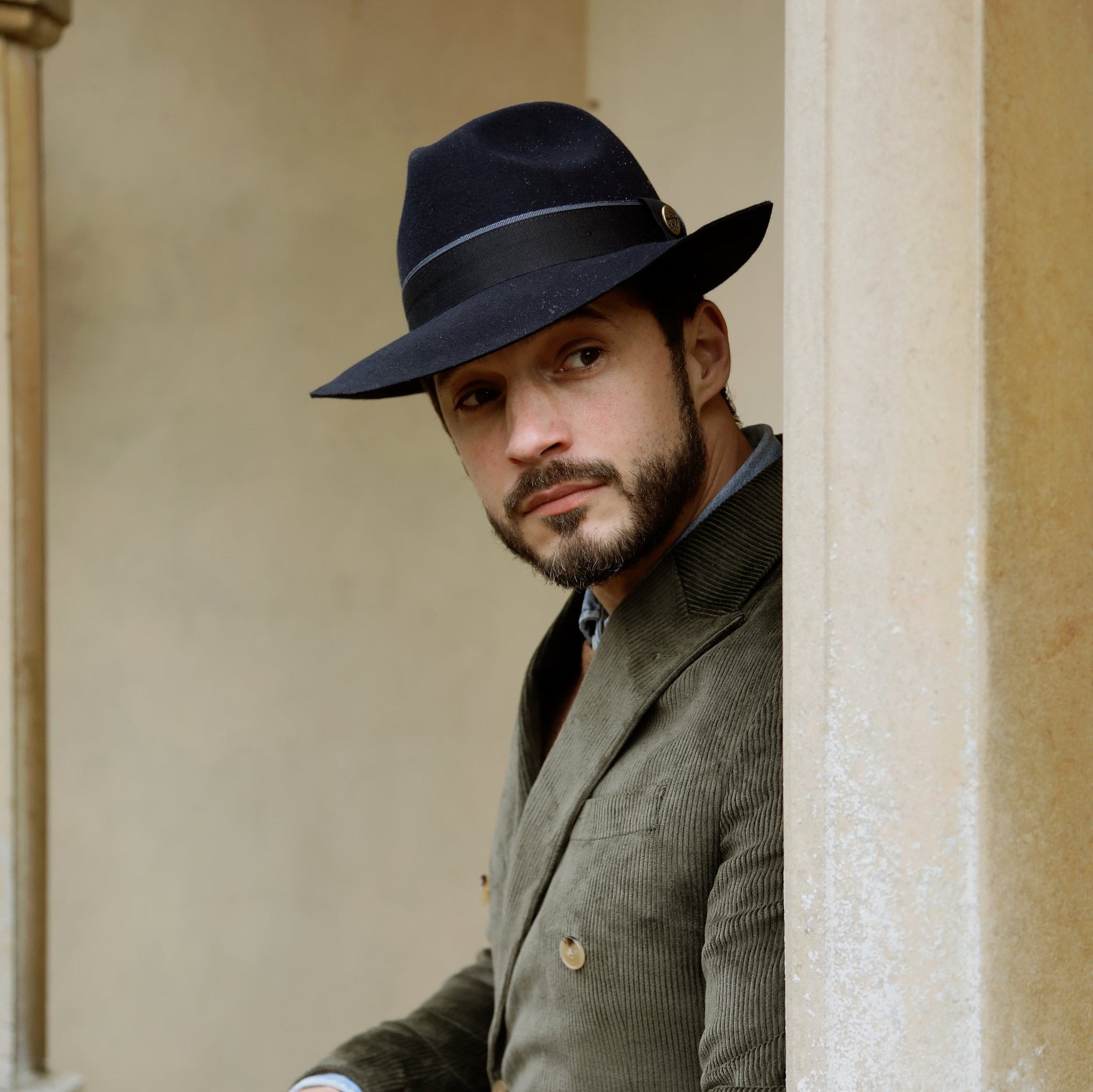 Navy Wingfield Trilby, No Feather - Hicks & Brown