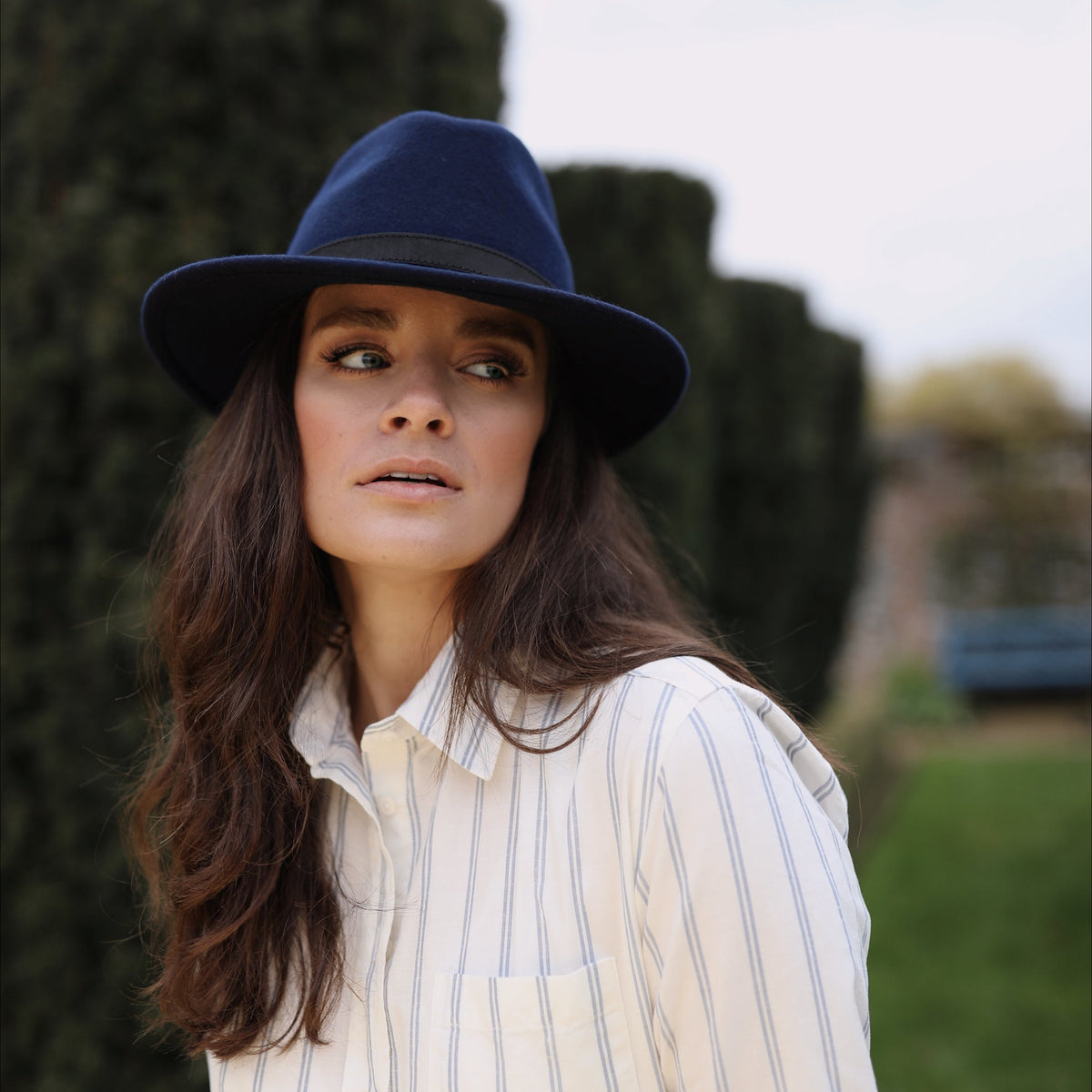 Navy Blue Suffolk Fedora, Midnight Feather- Hicks & Brown